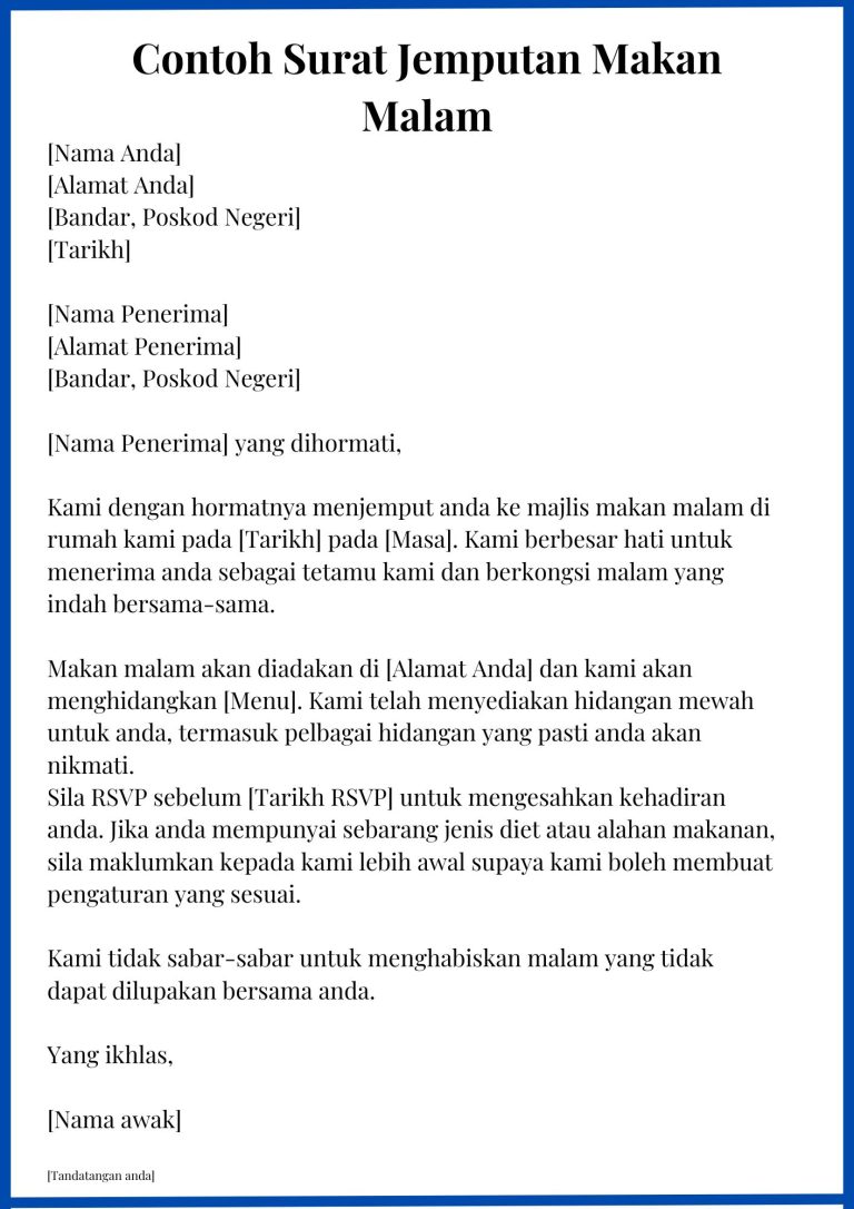 Surat Jemputan untuk Mesyuarat, Perasmian, Acara, dll