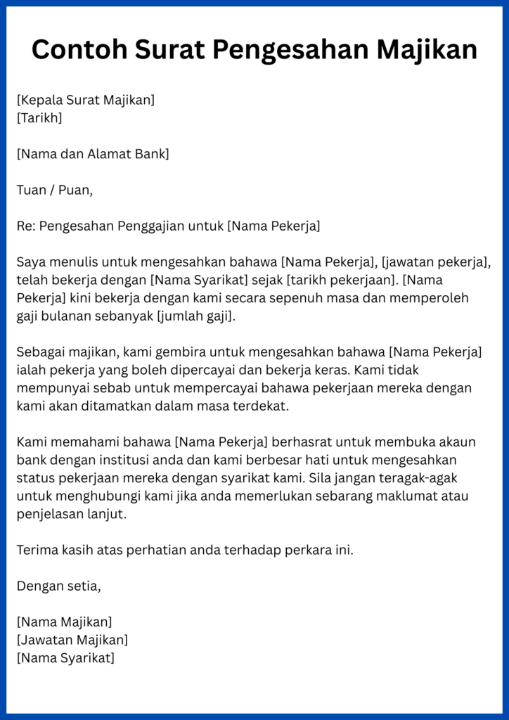 Surat Pengesahan Majikan dengan Format & Contoh