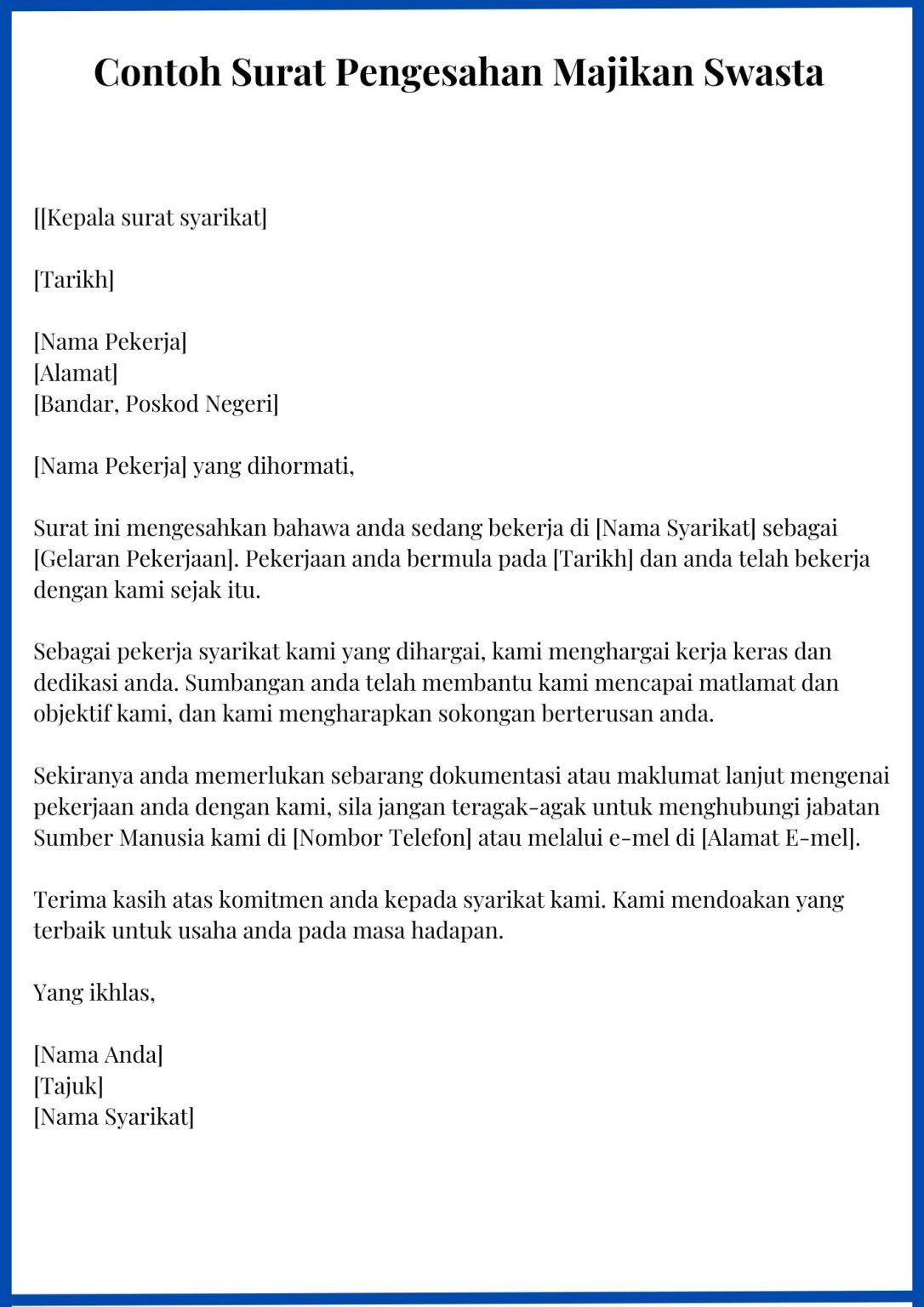Surat Pengesahan Majikan dengan Format & Contoh