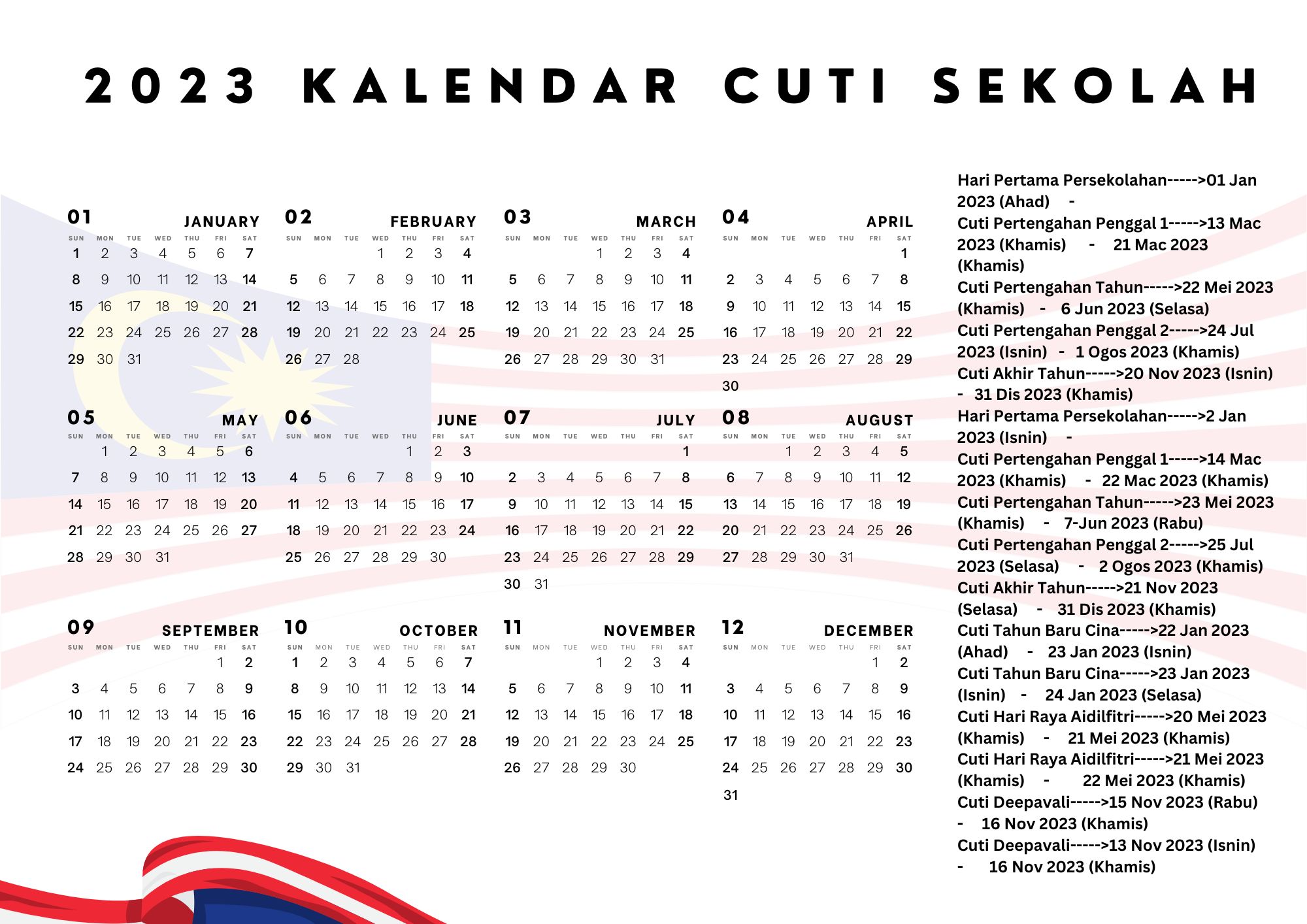 Cuti Sekolah 2023 Kalendar Malaysia ️